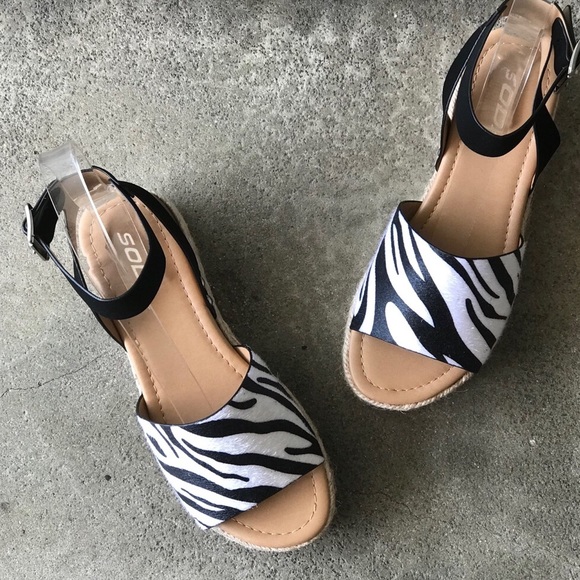 Soda | Shoes | Rare Topic Zebra Print Espadrille Platform Sandal | Poshmark
